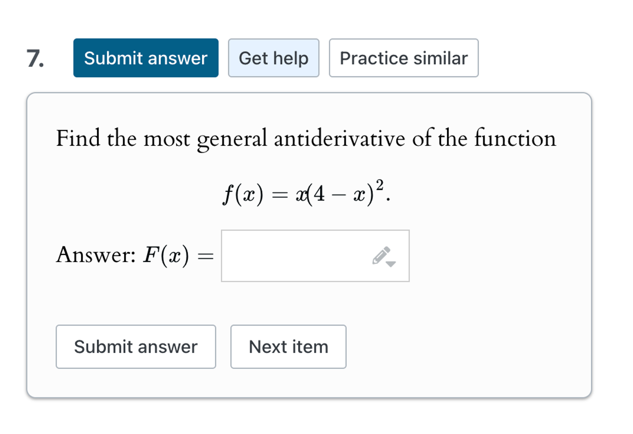 Find The Most General Antiderivative Of The