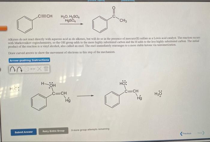 Solved Beview Parcel CECH H2O. H SO HESO "CH3 Alkynes do not | Chegg.com