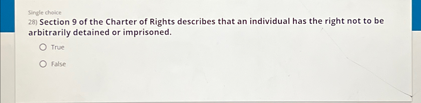 Solved Single choiceSection 9 ﻿of the Charter of Rights | Chegg.com