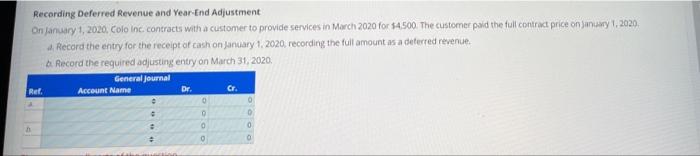 Solved 2 Recording Deferred Revenue and Year-End Adjustment | Chegg.com