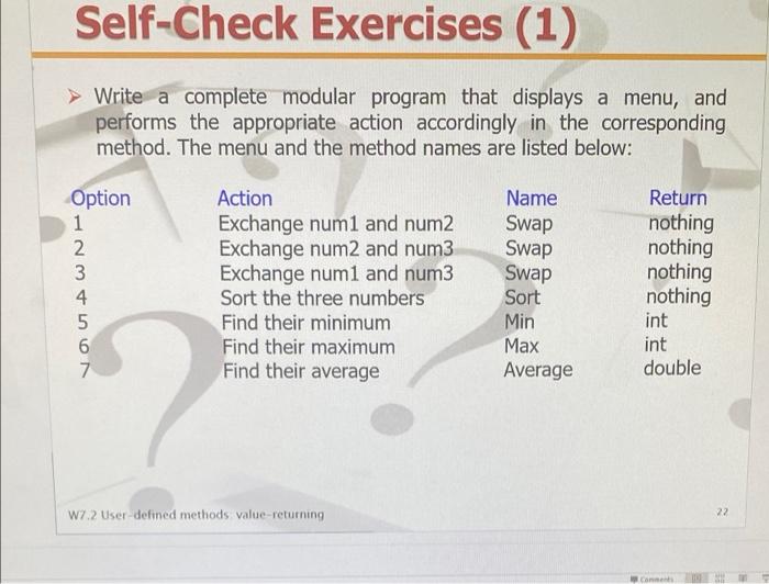 Solved Self-Check Exercises (1) → Write a complete modular | Chegg.com