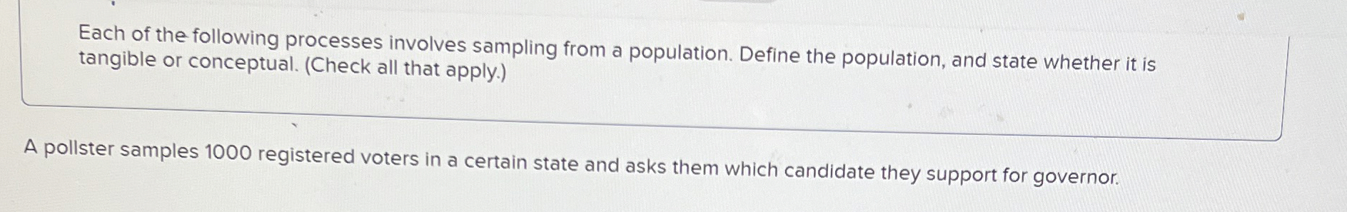 Solved Each of the following processes involves sampling | Chegg.com