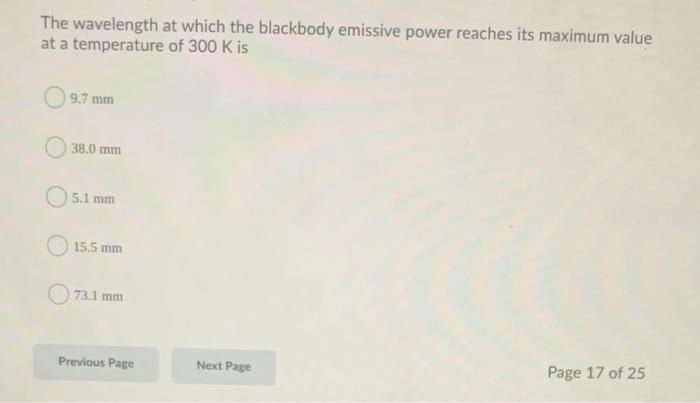 Solved The wavelength at which the blackbody emissive power | Chegg.com