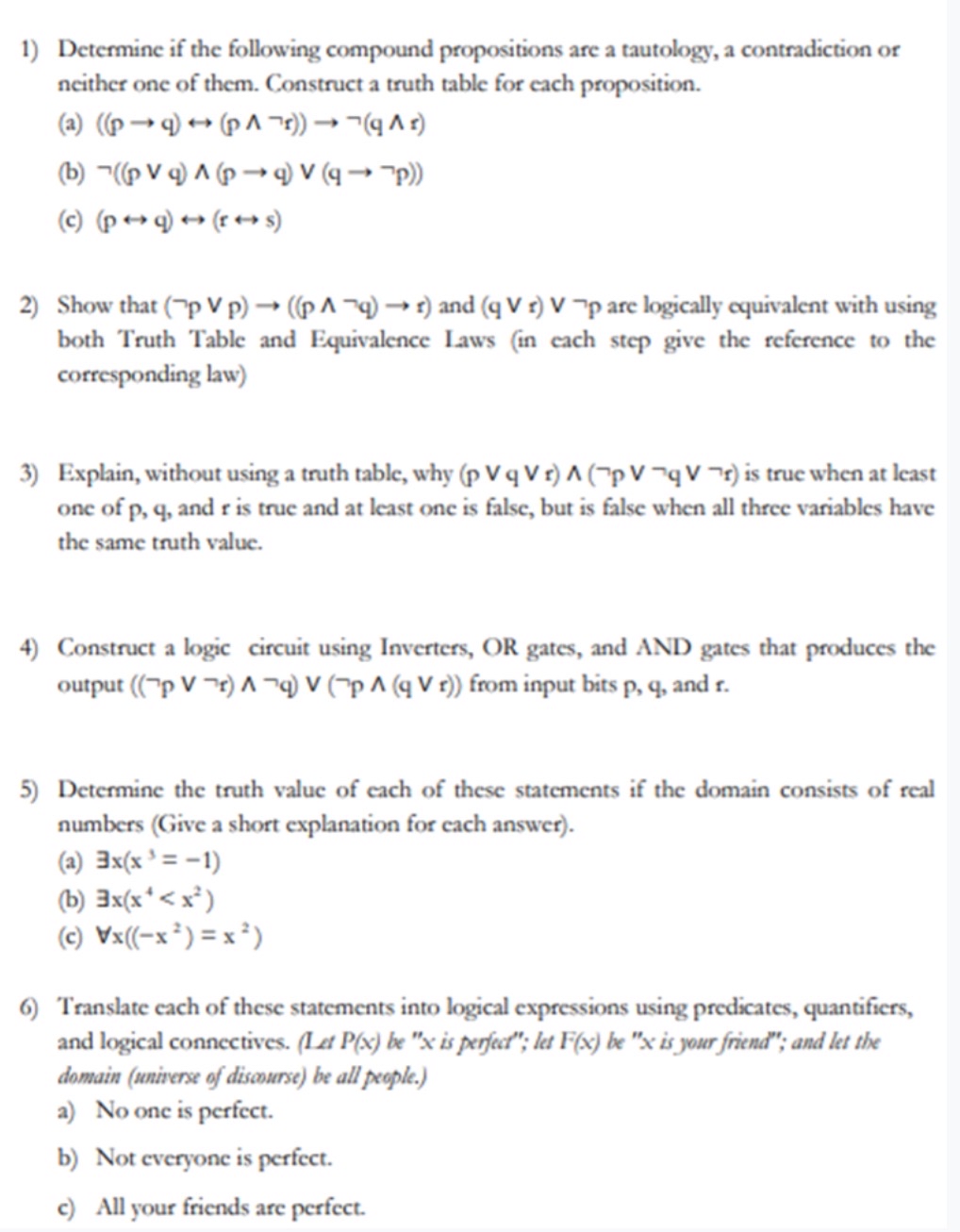 Solved Determine if the following compound propositions are | Chegg.com