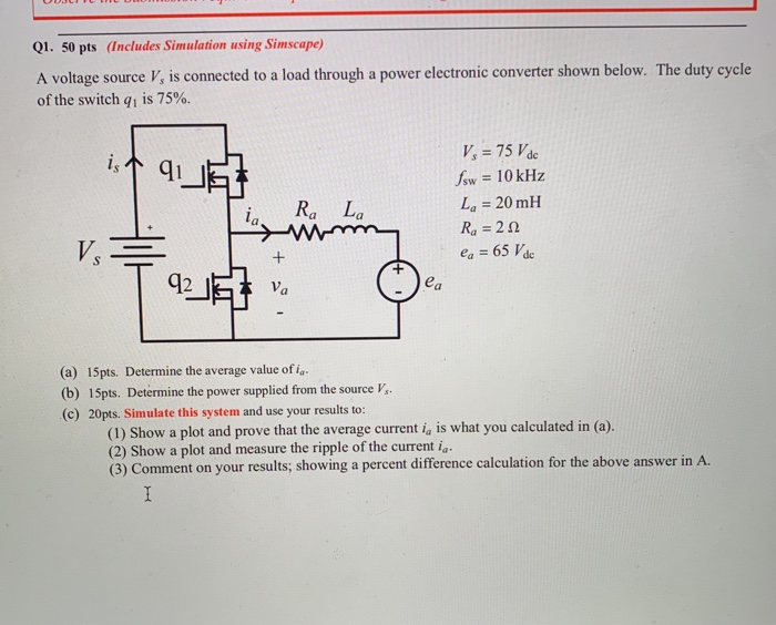 Solved Q1. 50 pts (Includes Simulation using Simscape) A | Chegg.com