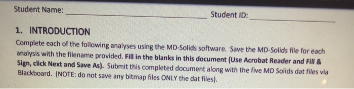 Solved Student Name: Student ID: 1. INTRODUCTION Complete | Chegg.com