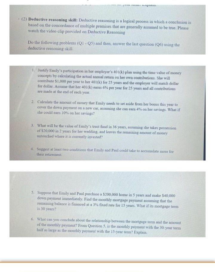 Solved RAM (2) Deductive reasoning skill: Deductive | Chegg.com