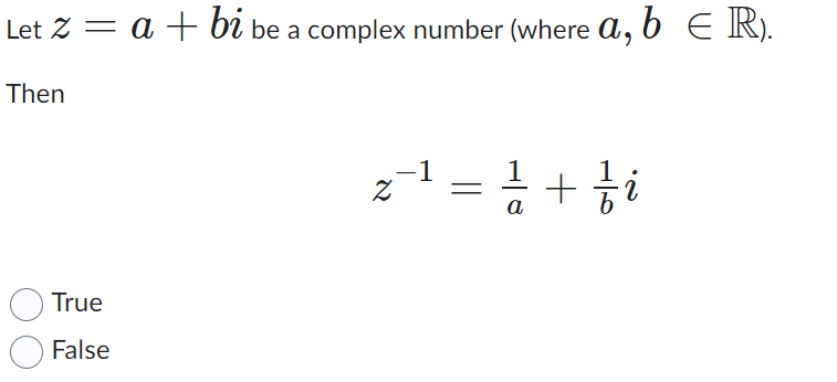 Solved Let z=a+bi ﻿be a complex number (where a,binR | Chegg.com