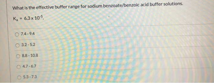 Solved What is the effective buffer range for sodium | Chegg.com