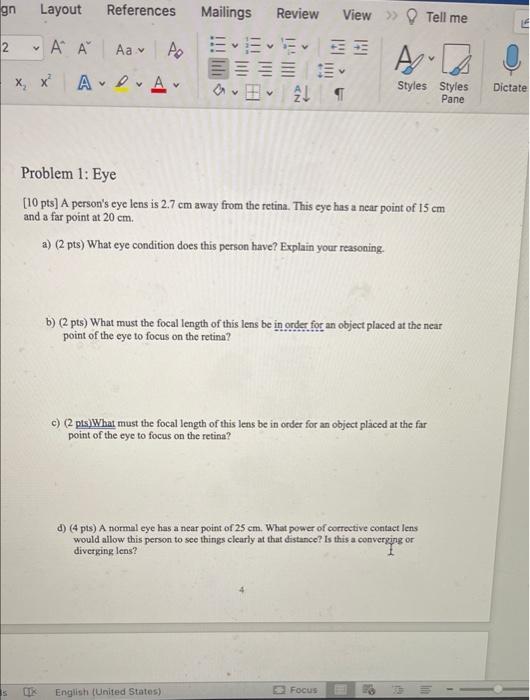 Solved Gn Layout References Mailings Review View Tell Me