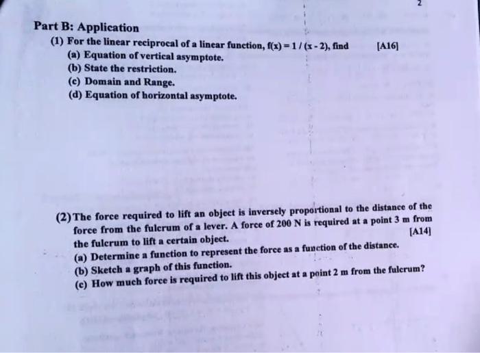 Solved Part B: Application (1) For the linear reciprocal of | Chegg.com