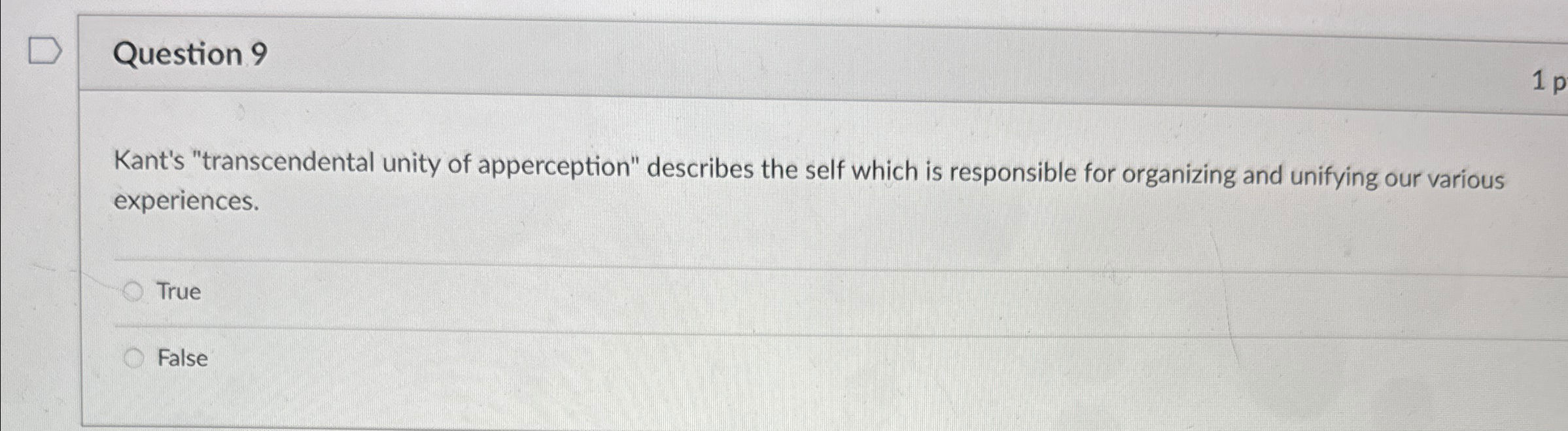 Solved Question 9Kant's "transcendental unity of | Chegg.com