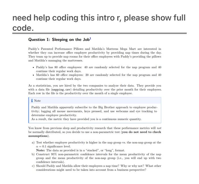 Solved need help coding this intro r, please show full code. | Chegg.com