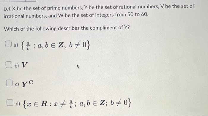 Solved Let X be the set of prime numbers, Y be the set of | Chegg.com