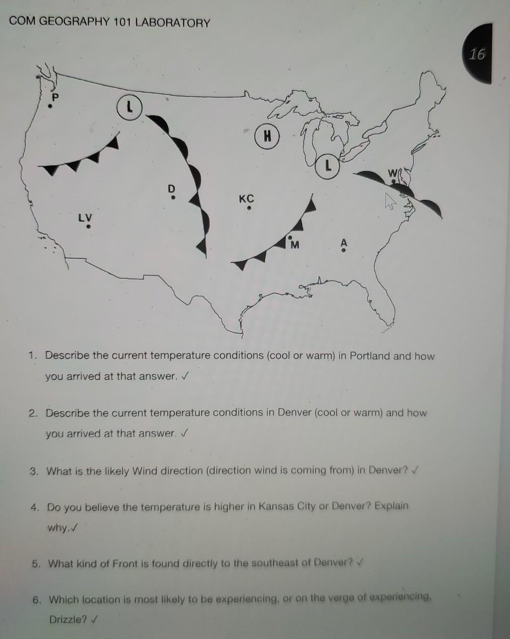 Solved Exercise 6 Use the weather map below to answer the | Chegg.com