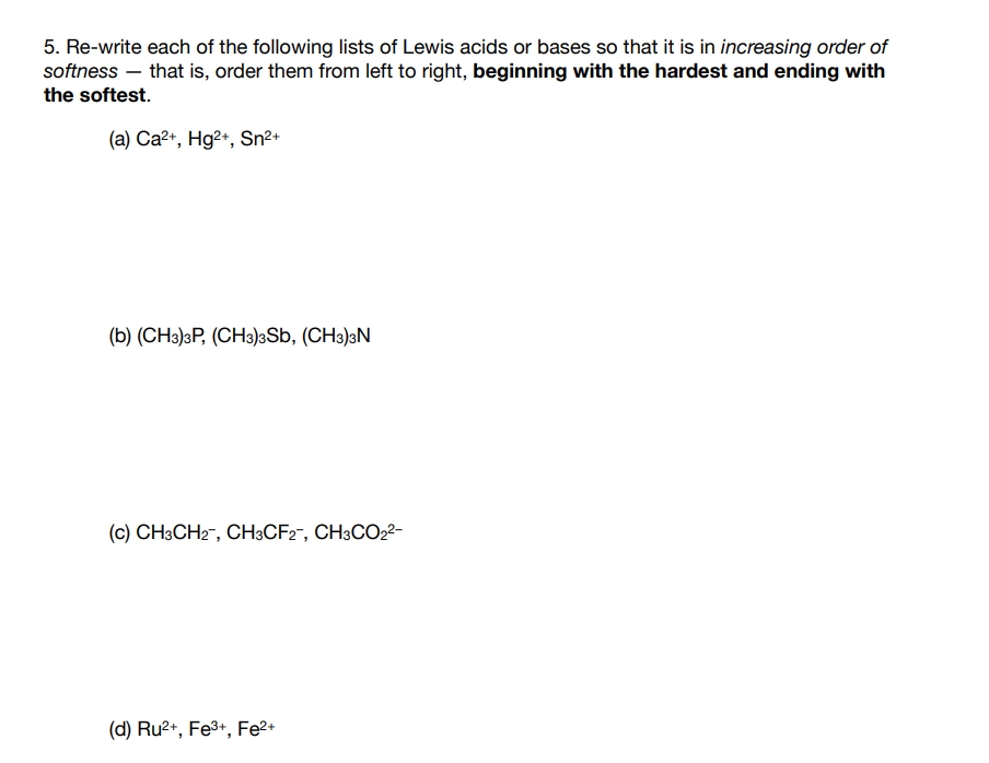 Solved Re-write each of the following lists of Lewis acids | Chegg.com