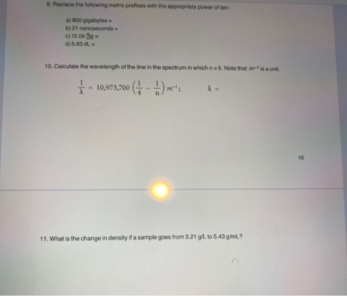 Solved 9. Replace the following metric prefixes with the | Chegg.com