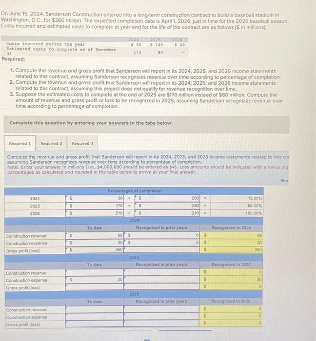 Solved On June 15, 2024, Sanderson Construction entered into | Chegg.com