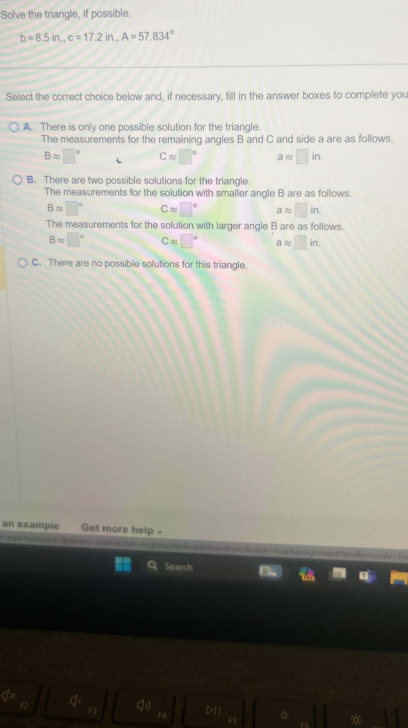 Solved Solve the triangle, if | Chegg.com