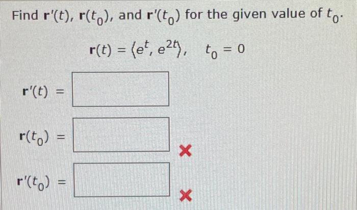 Solved Find r'(t), r(to), and r'(to) for the given value of | Chegg.com