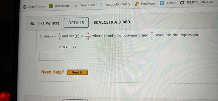 Solved a Acima TEMPOE - Retailer.. s! Snap Finance | Chegg.com