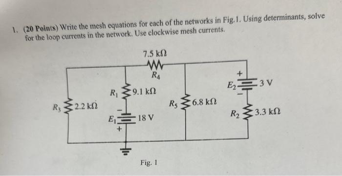 Solved 1. (20 Points) Write the mesh equations for each of | Chegg.com