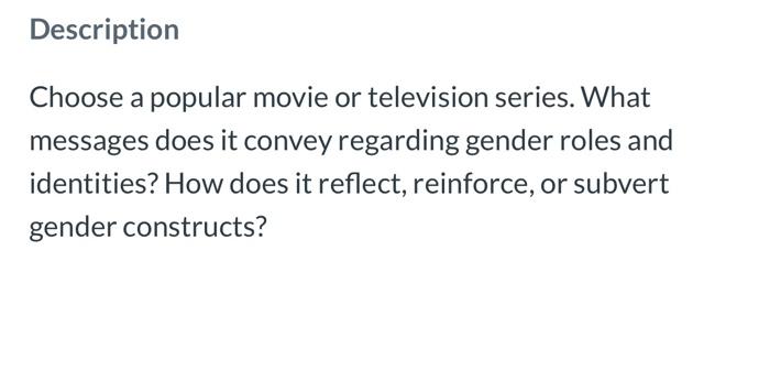 Description Choose a popular movie or television | Chegg.com