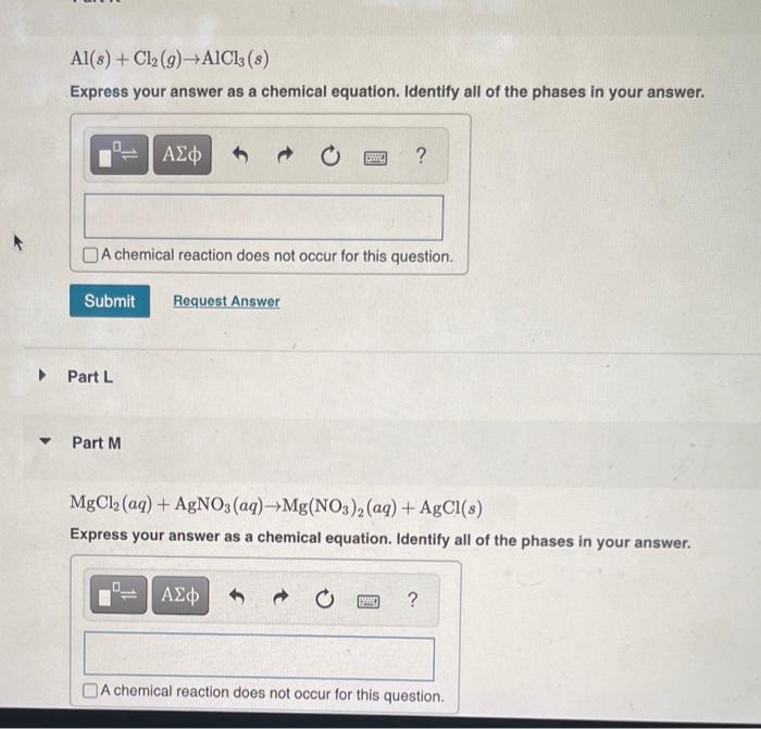 Solved Al(s)+Cl2(g)→AlCl3(s) Express your answer as a | Chegg.com