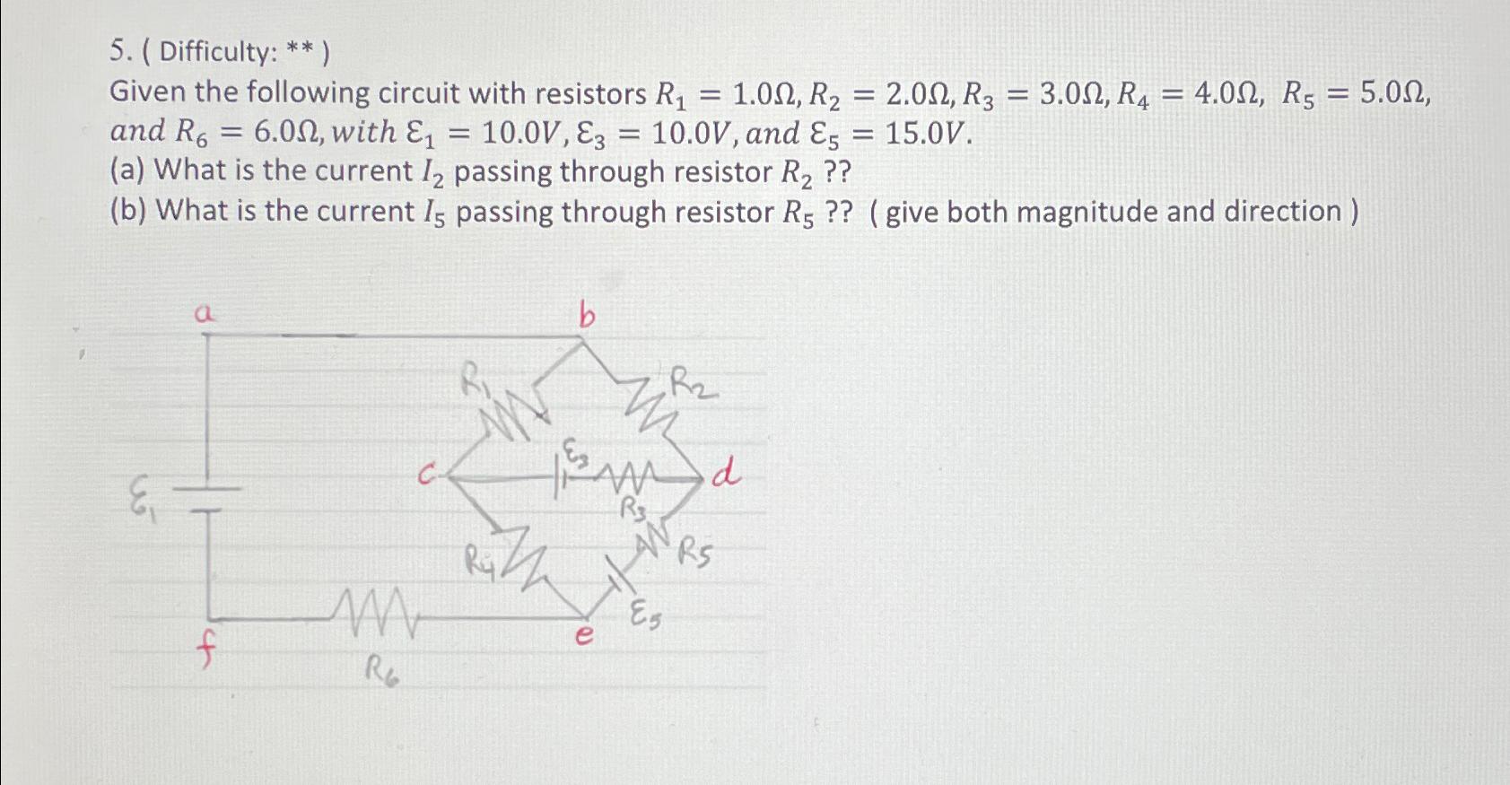 Solved (Difficulty: ?**** )Given the following circuit with | Chegg.com