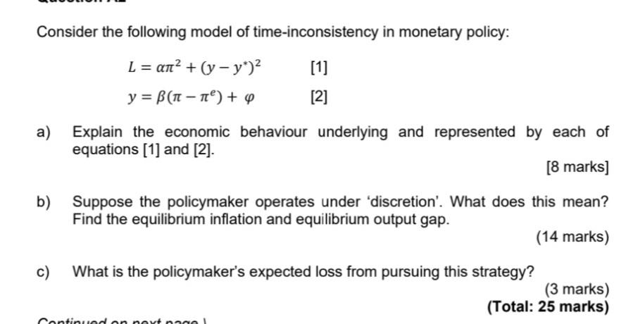 Solved Consider the following model of time-inconsistency in | Chegg.com