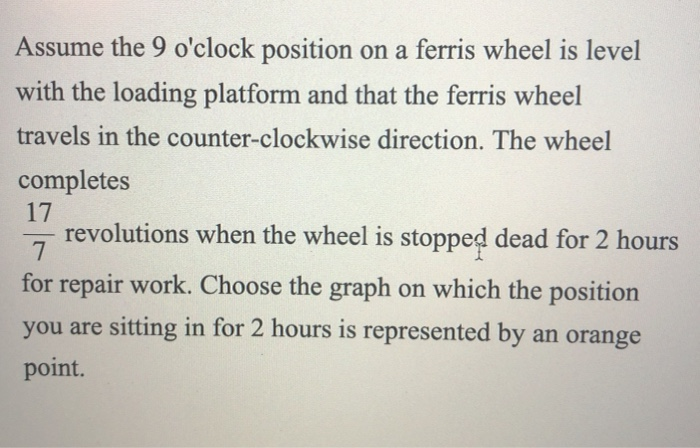 Solved Assume the 9 o'clock position on a ferris wheel is | Chegg.com