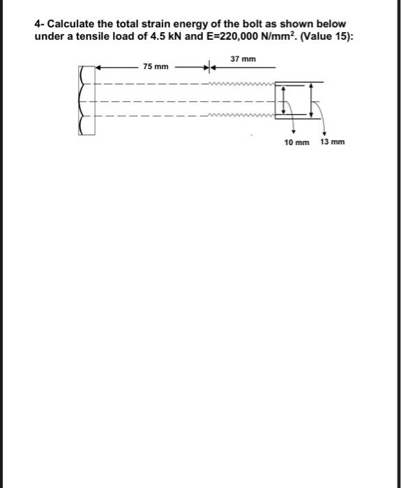 Solved 4- Calculate the total strain energy of the bolt as | Chegg.com