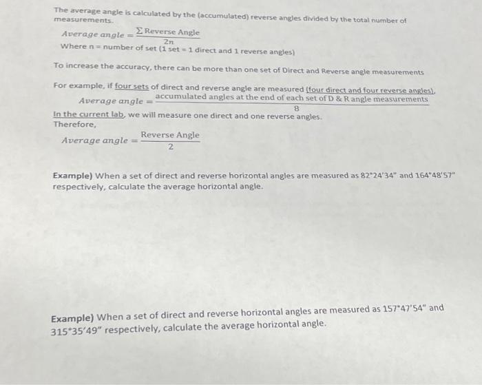 The average angle is calculated by the (accumulated) | Chegg.com