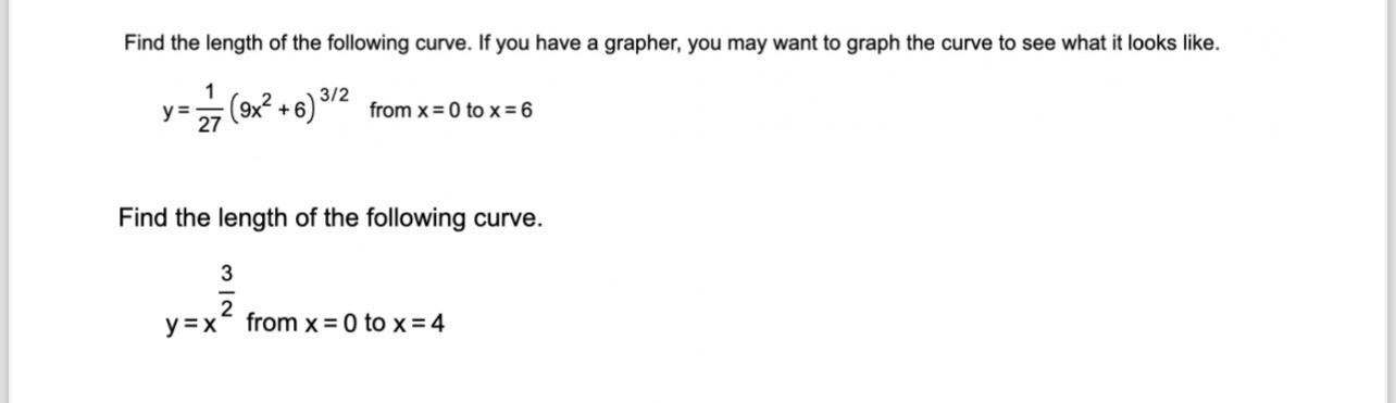 Solved Find the length of the following curve. If you have a | Chegg.com
