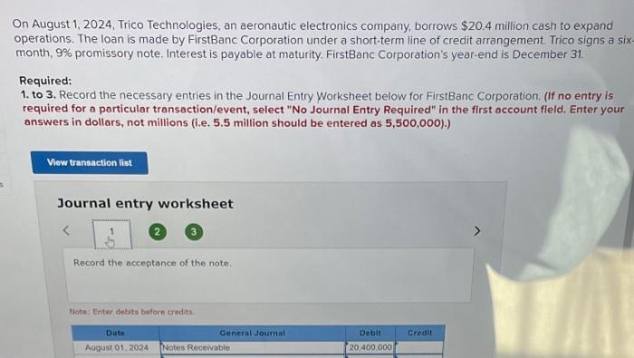 Solved 1. record the acceptance of the note2. record the | Chegg.com