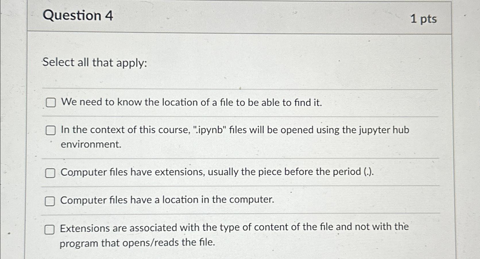 Solved Question 41 ﻿ptsSelect all that apply:We need to know | Chegg.com