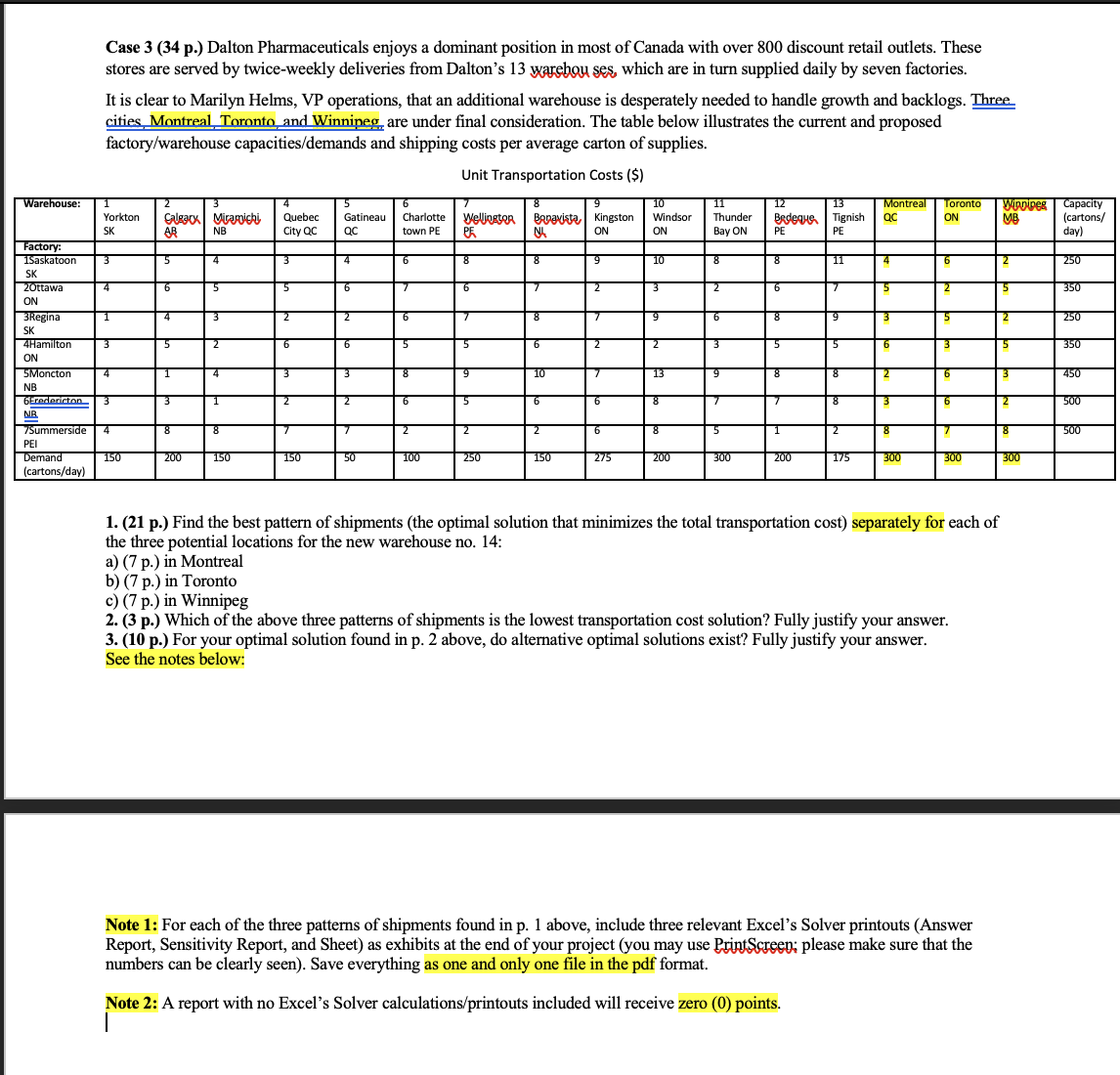 Solved I only need the answers and the excel solver | Chegg.com