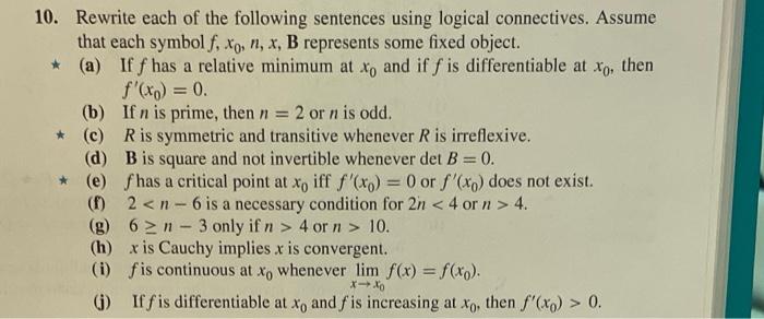 Solved 10. Rewrite each of the following sentences using | Chegg.com