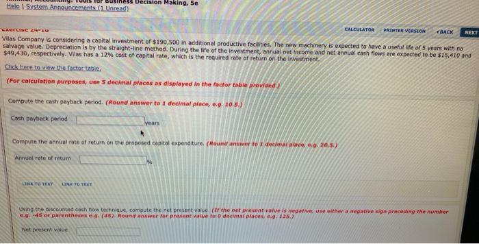 Solved CALCULATOR PRINTER VERSION 4 BACK Exercise 24-10 | Chegg.com
