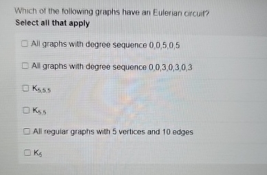 Which of the following graphs have an Eulerian | Chegg.com