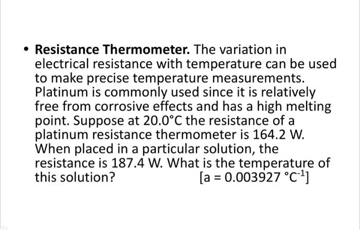 - Resistance Thermometer. The variation in electrical | Chegg.com