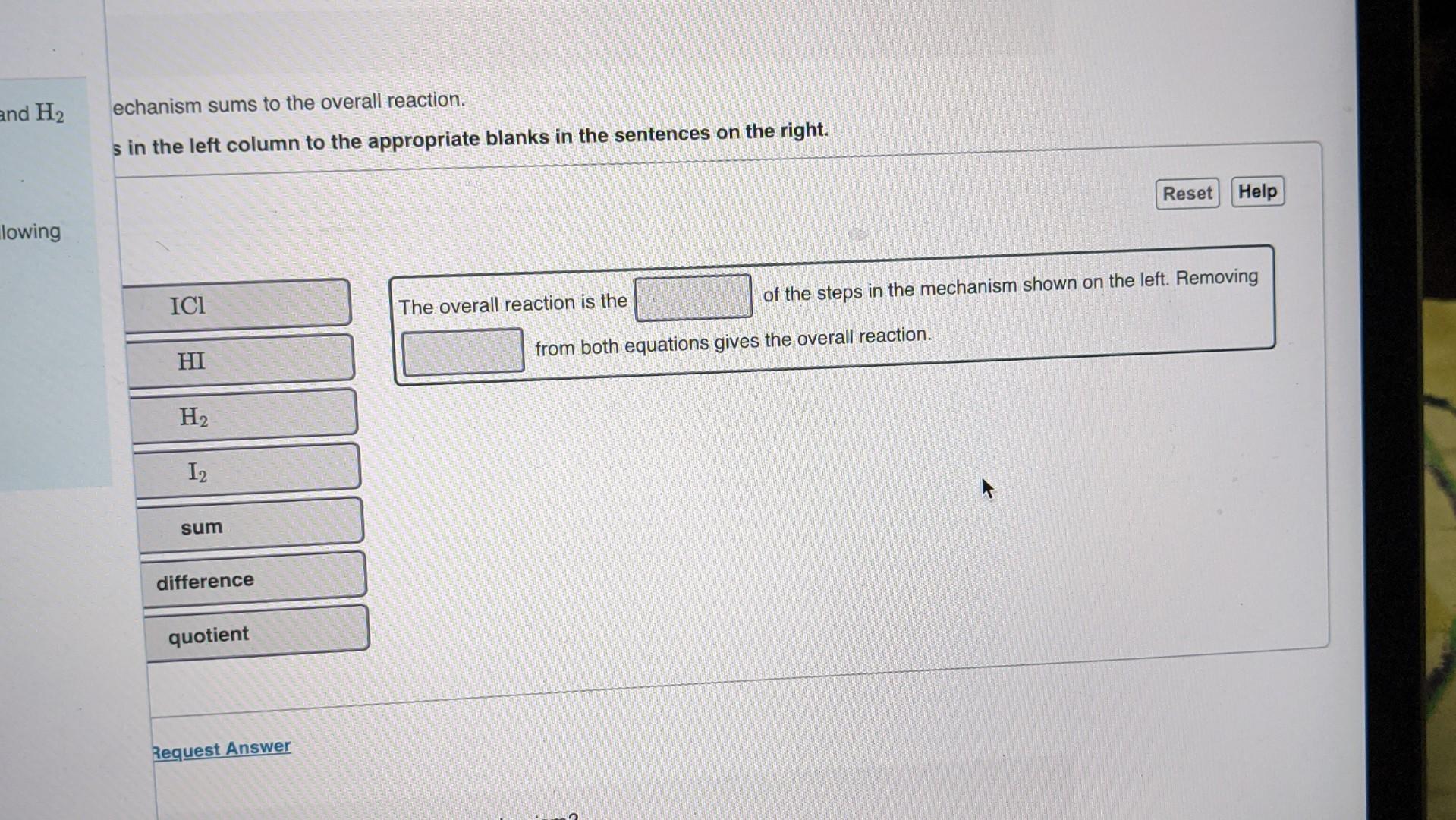 Solved In the gas phase, the reaction between ICl and H2 | Chegg.com