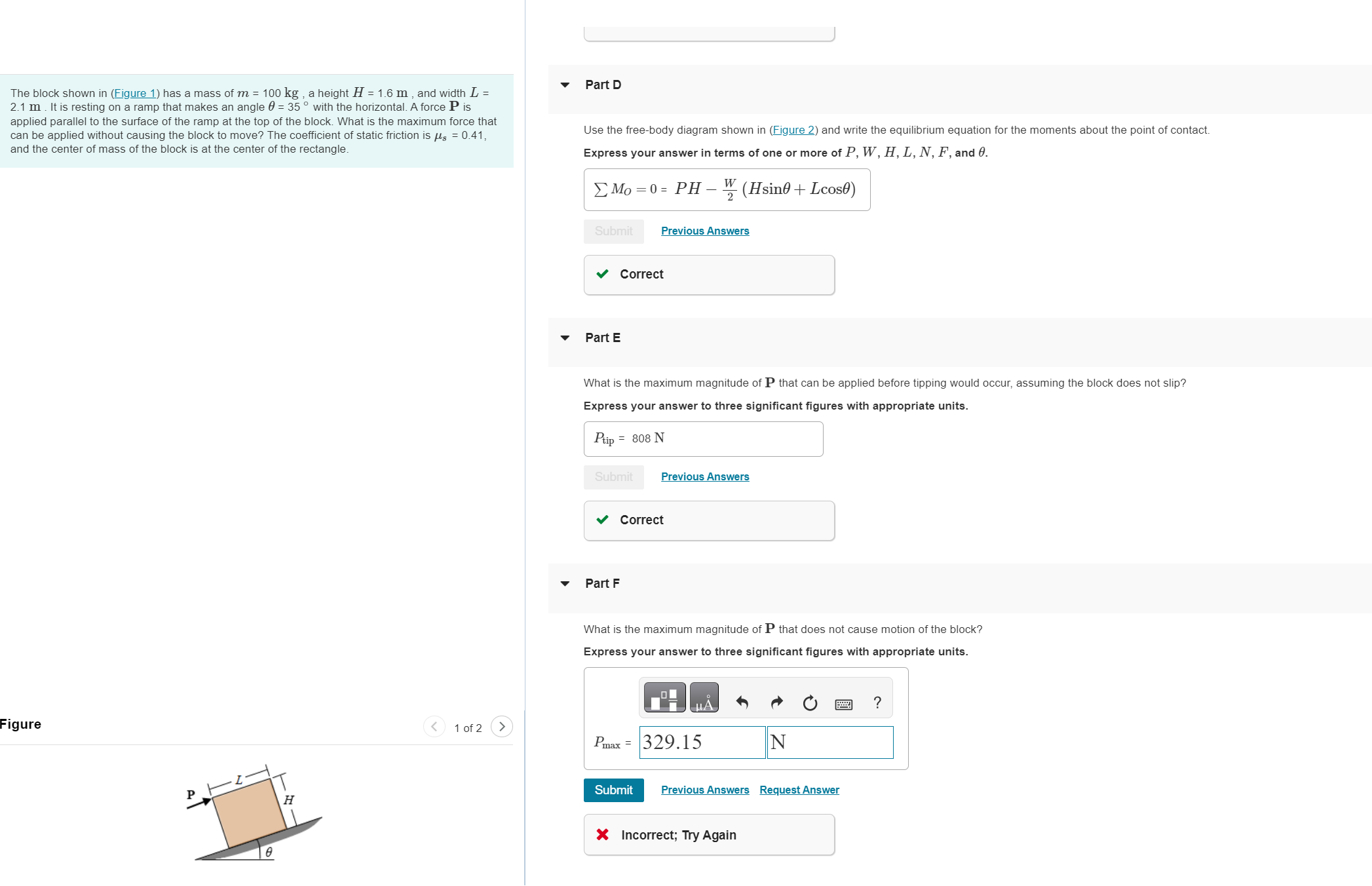 Solved The block shown in (Figure 1) ﻿has a mass of m=100kg, | Chegg.com