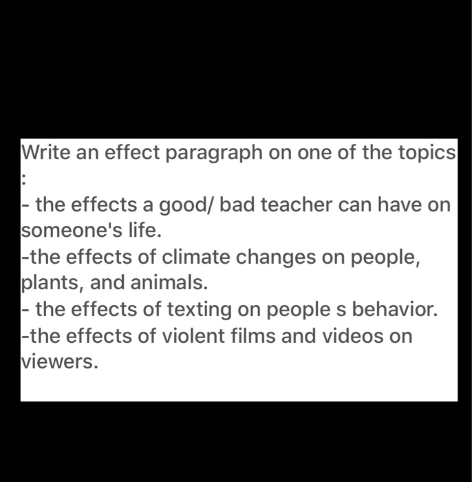 Write an effect paragraph on one of the topics - the | Chegg.com