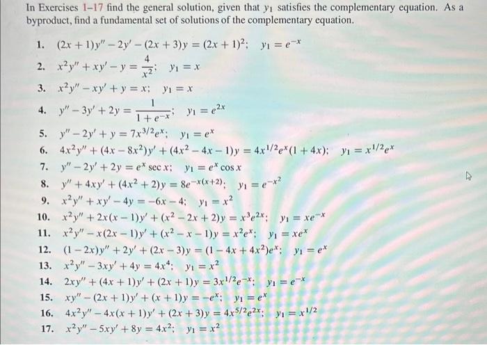 Solved In Exercises 1-17 find the general solution, given | Chegg.com