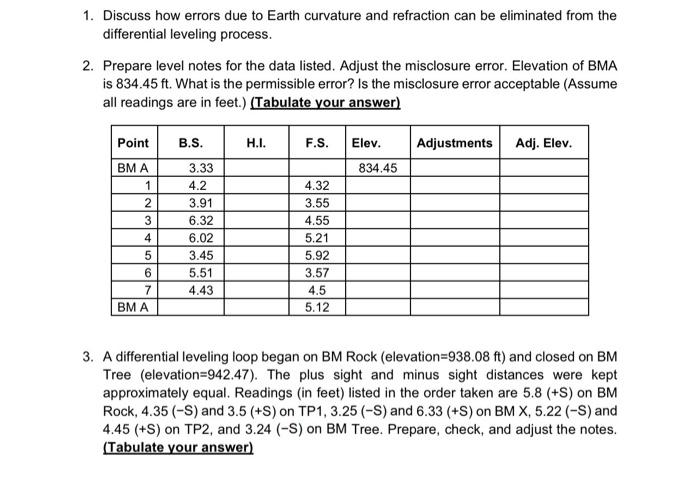Solved 1. Discuss how errors due to Earth curvature and | Chegg.com