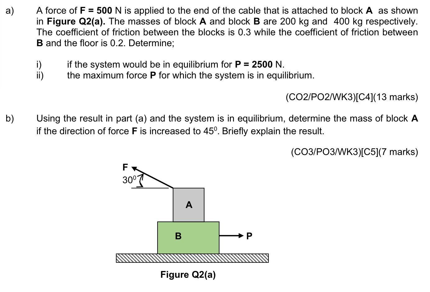 Solved a) ﻿A force of F=500N ﻿is applied to the end of the | Chegg.com