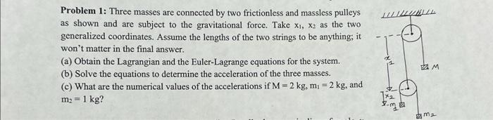 Solved Problem 1: Three masses are connected by two | Chegg.com