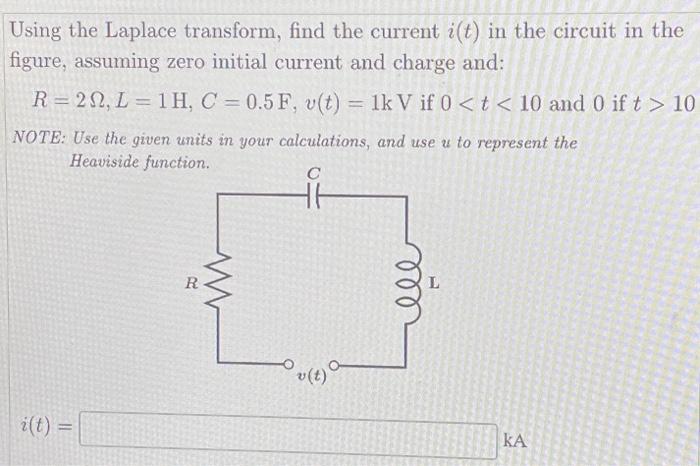 Solved Using the Laplace transform, find the current i(t) in | Chegg.com