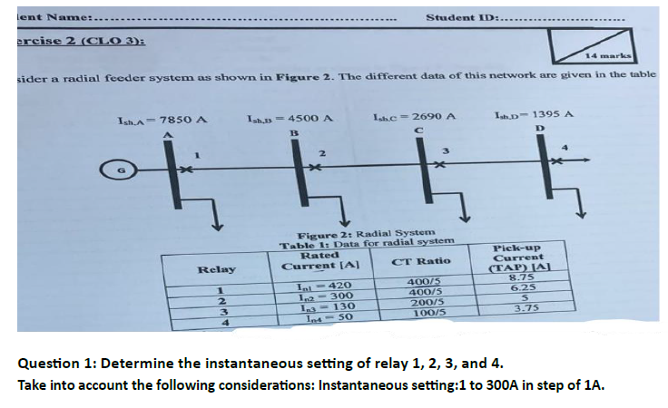 Solved ercise 2(CCO3) ﻿:sider a radial feeder system as | Chegg.com